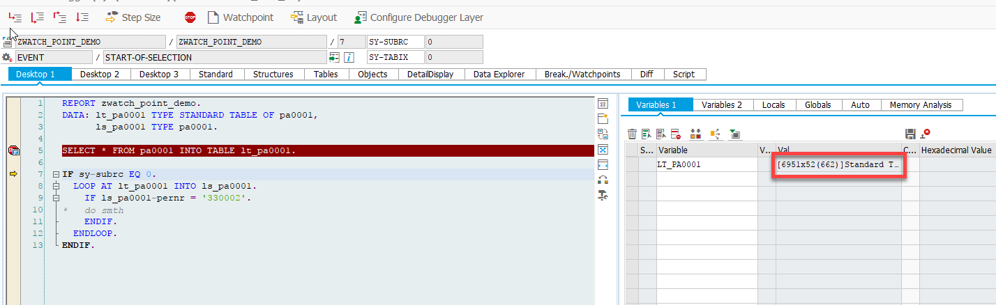How to Set a Watchpoint for a Variable in the ABAP Editor?