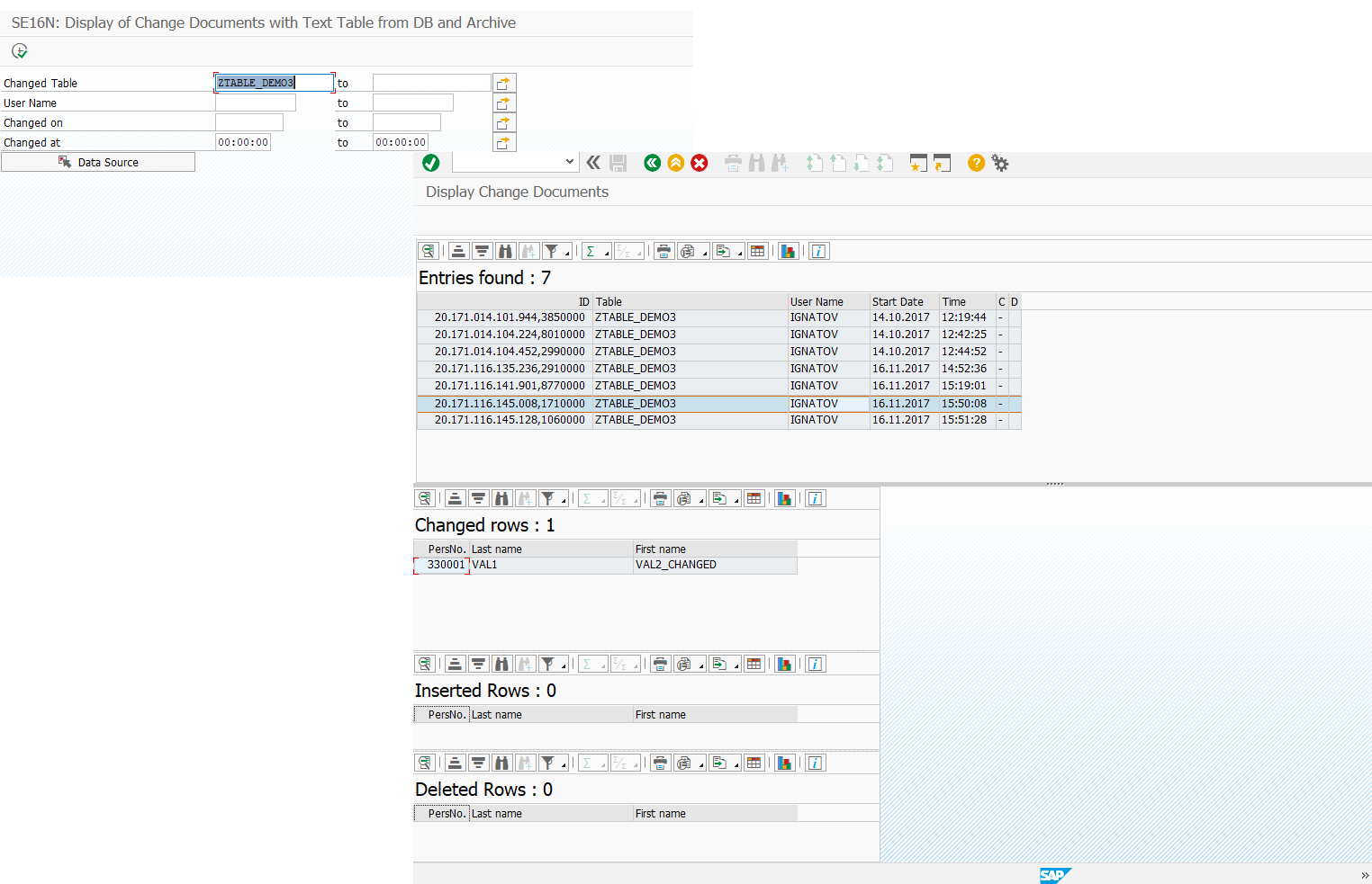 Viewing the Change Log of a Table After Using SE16N_INTERFACE