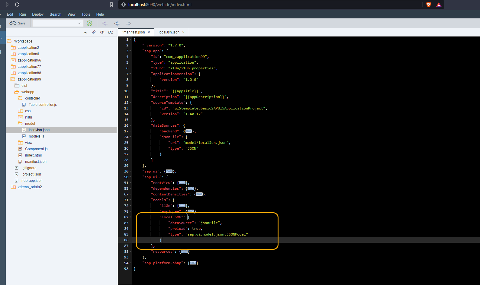 Sap Ui5 Declaring The Model And Odata Service In Manifestjson And Using Model Data In Xml View