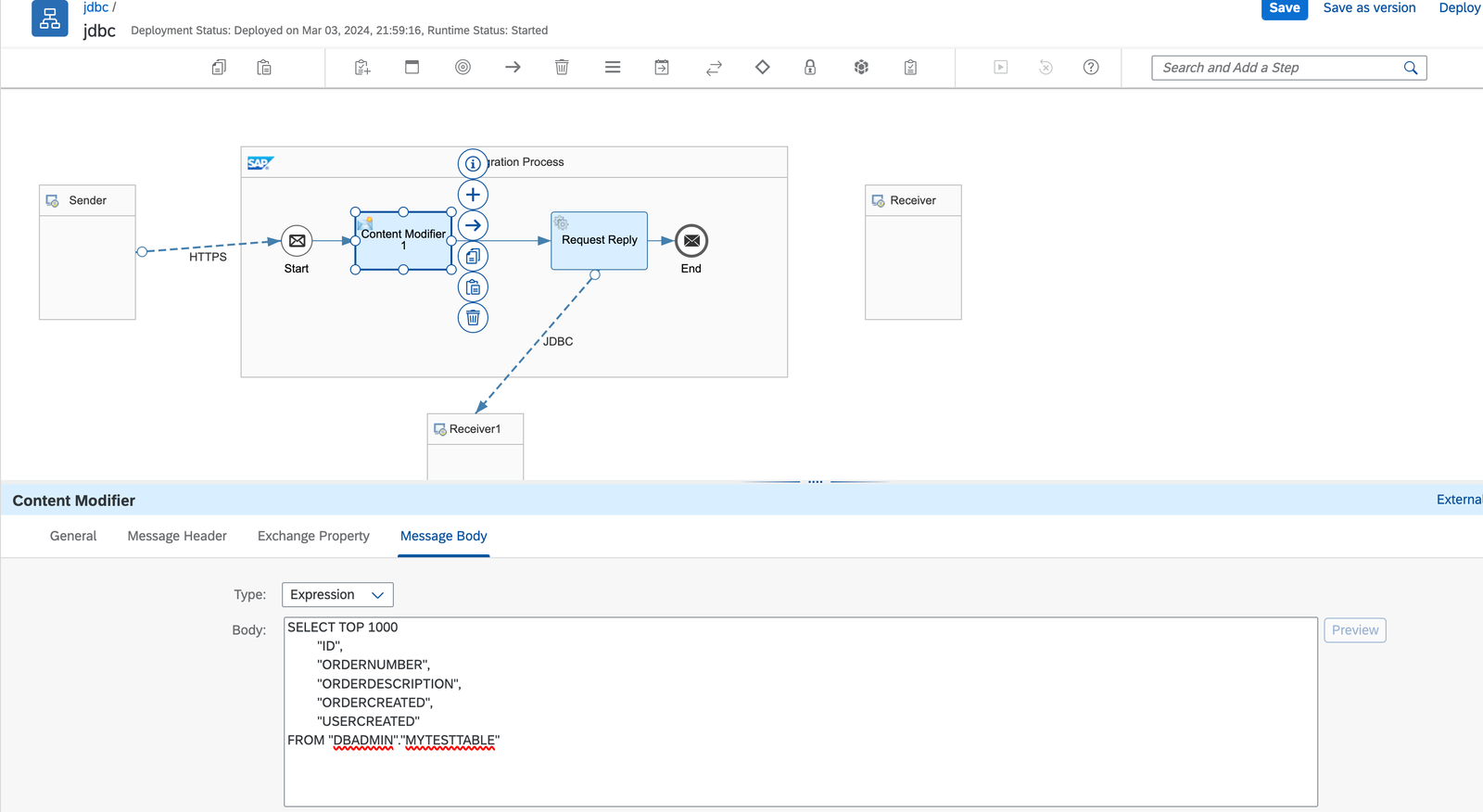 How to retrieve data from SAP HANA Cloud Database in iFlow Development