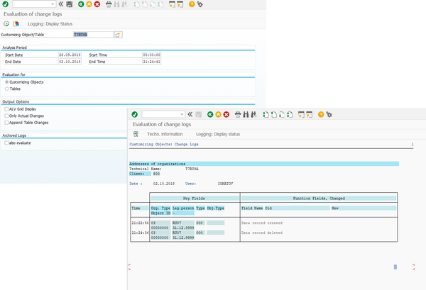 Activating Table Change Logs in the System. Transaction SCU3