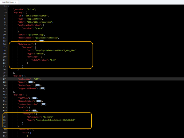 SAP UI5: Declaring the Model and OData Service in manifest.json and ... SAP UI5: Declaring the Model and OData Service in manifest.json and ...